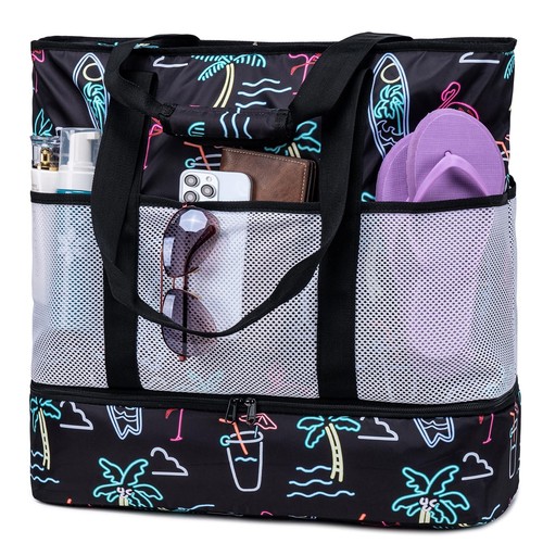 XL Women Waterproof Tote Pool Bags with Cooler - Sandproof Beach ...