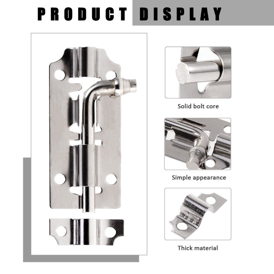 12 Pcs Stainless Steel Door Bolt Metal Safety Latch Lock for Home Use ...