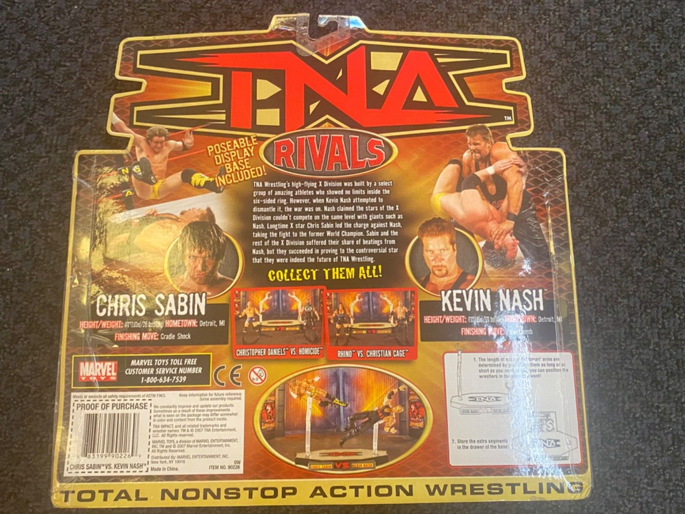 2007 MARVEL TOYS TNA RIVALS CHRIS SABIN VS KEVIN NASH POSEABLE FIGURES ...