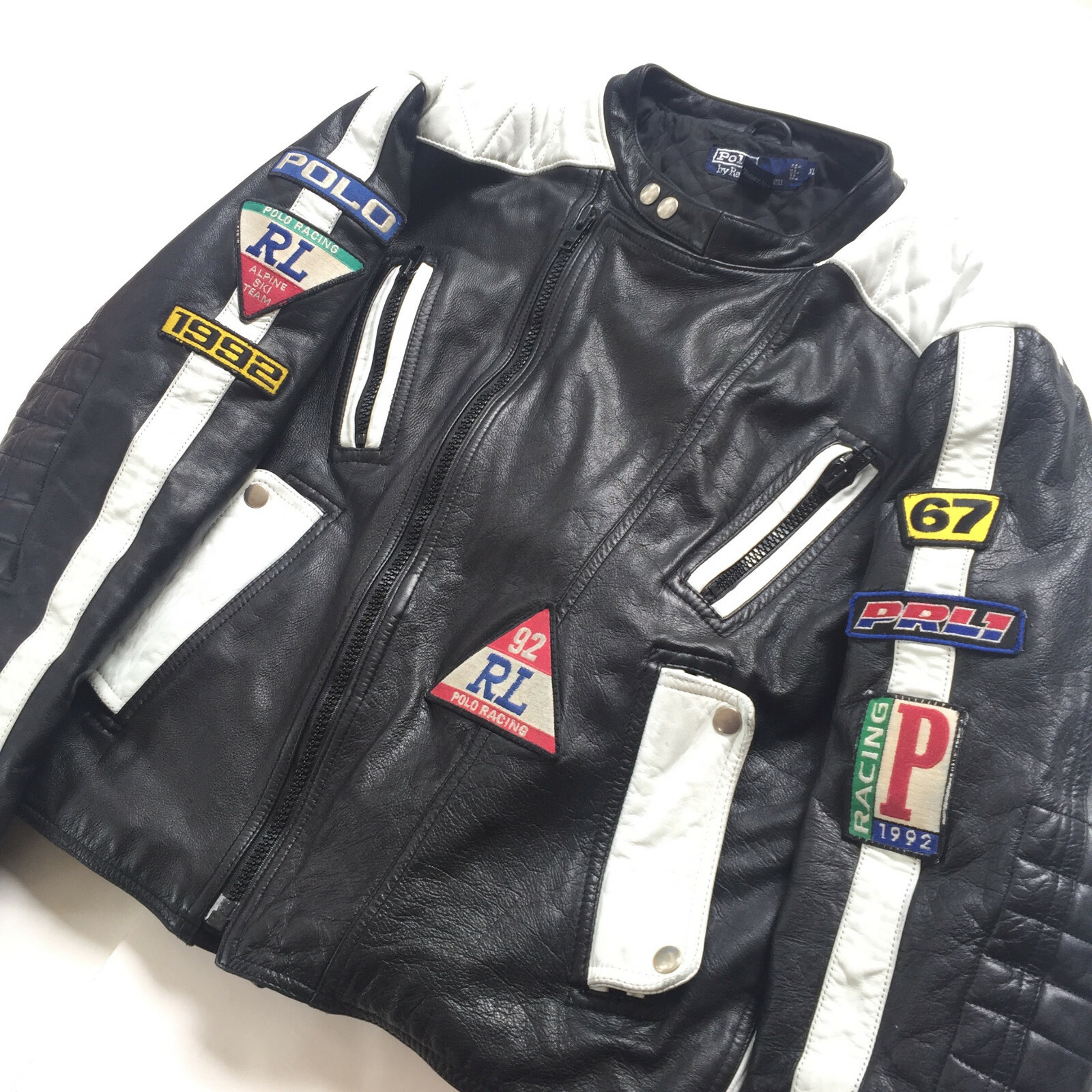 Vintage Polo Ralph Lauren 1992 Racing Leather Jacket … - Gem Vintage Polo Ralph Lauren 1992 Racing Leather Jacket … - Gem