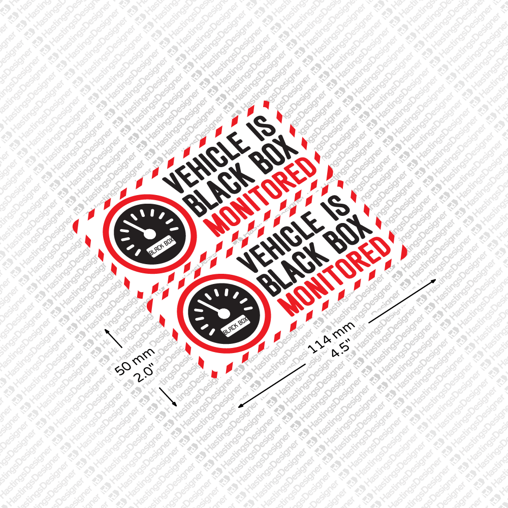 2x VEHICLE BLACK BOX MONITORED Speed Limit Car,Van Pair of Vinyl Decals ...
