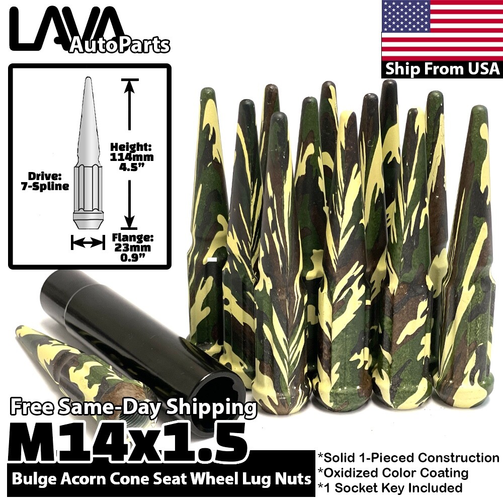 20x Camo Tactical 14x1.5 Spike Fit Lug Nut Mustang Explorer Lincoln MKX ...