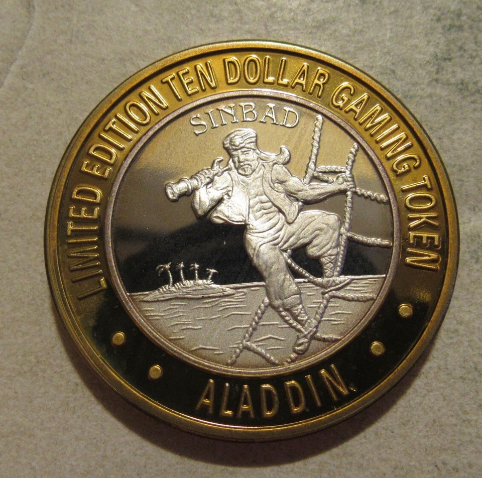 Aladdin Casino with Sinbad Ten Dollar Silver Gaming Token | eBay