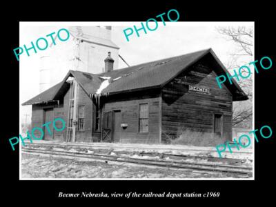 OLD 8x6 HISTORIC PHOTO OF BEEMER NEBRASKA THE RAILROAD DEPOT STATION ...