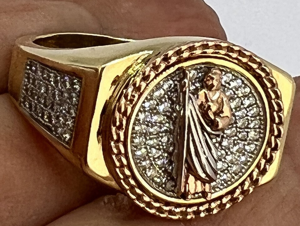 Sale GOLd Men Ring St saint jude san juda 14k solid judas tadeo oro 10 ...