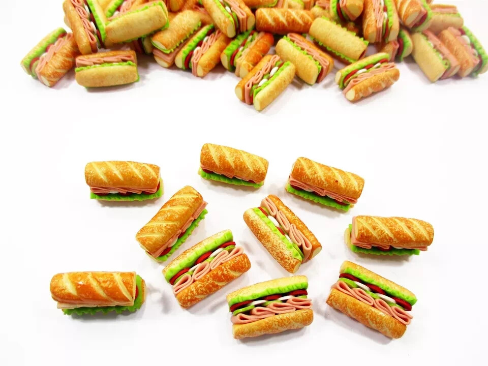 Dollhouse Miniature Food Lot 10 Loose Ham Cheese Sandwiches Bakery ...