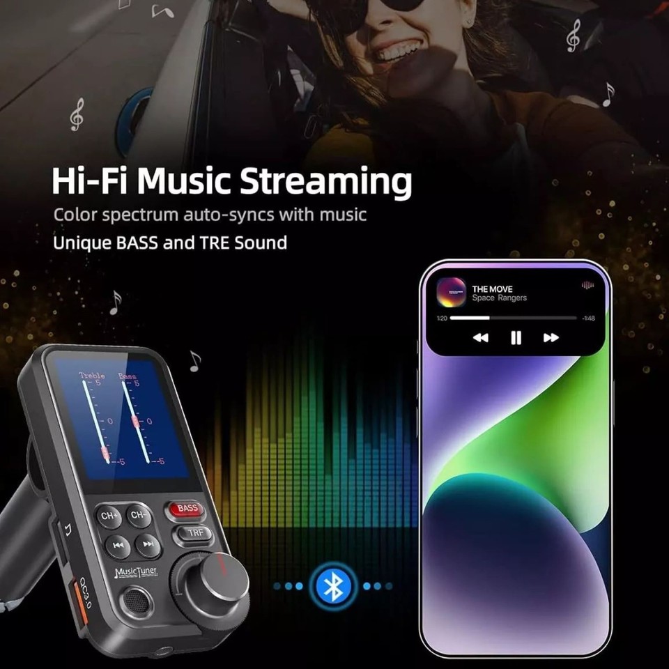 1*Bluetooth Car MP3 Player FM Transmitter Wireless Radio Adapter 2 USB ...