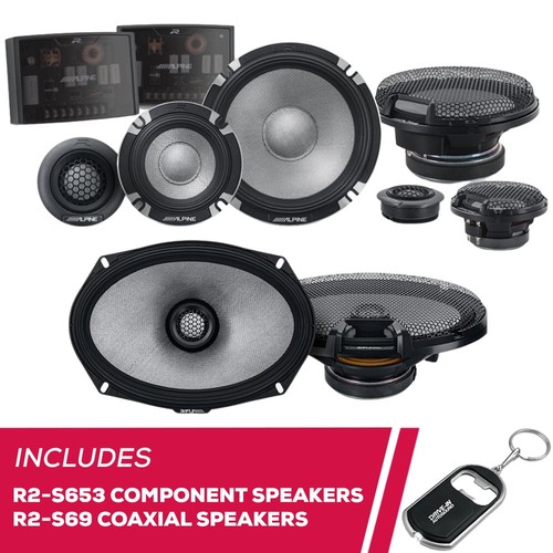 Alpine R-Series R2-S653 6.5" Component Speakers & R2-S69 6"x9" Coaxial ...