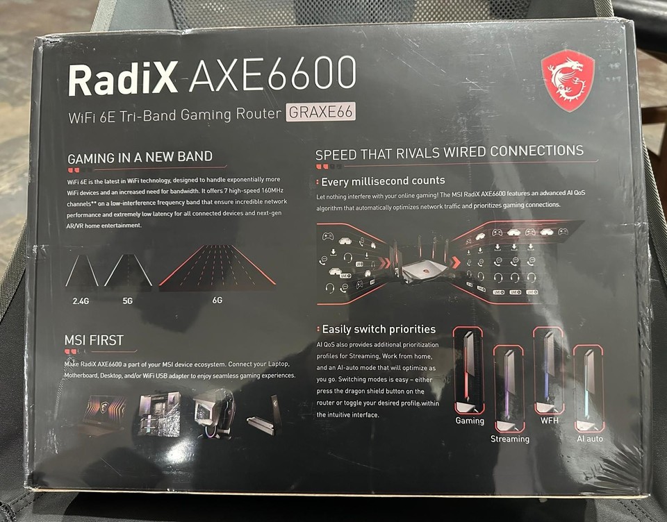 MSI RadiX AXE6600 WiFi 6E Tri-Band Gaming Router support 2.5GHz/5GHz/6GHz (I2) | eBay