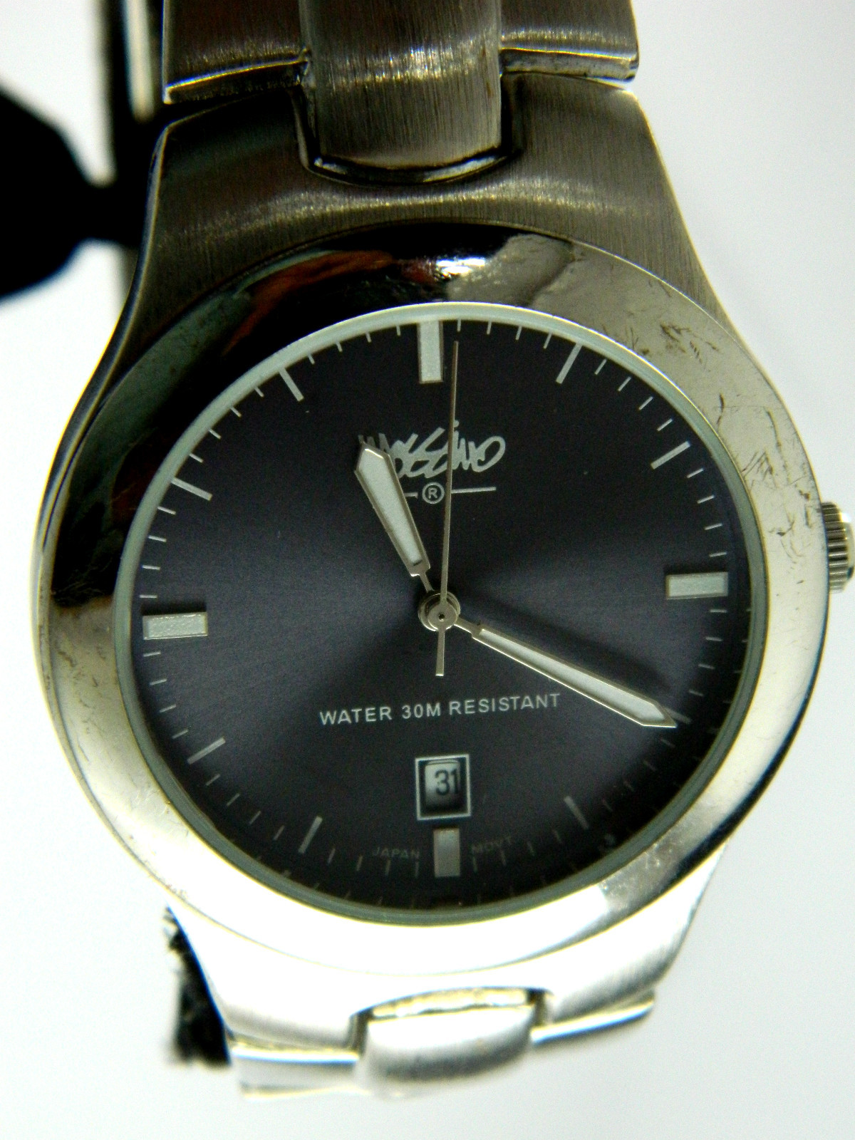 MEN'S MOSSIMO WATCH GREY DIAL/ DATE/SILVER TONE CASE AND BRACELET | eBay