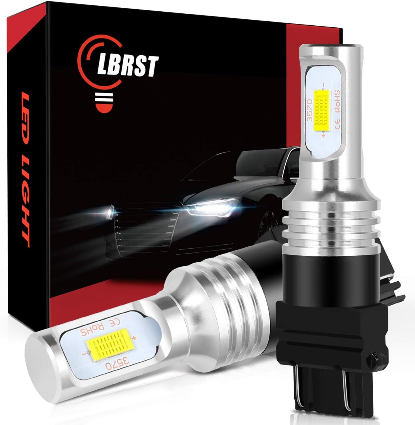 2pcs 3157 3057 4057 4157 3056 LED Bulbs 6000K Xenon White CSP 72W 4800 ...