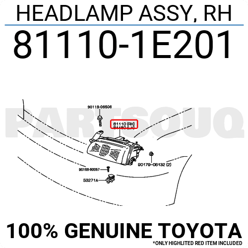 811101E201 Genuine Toyota HEADLAMP ASSY, RH 81110-1E201 | eBay