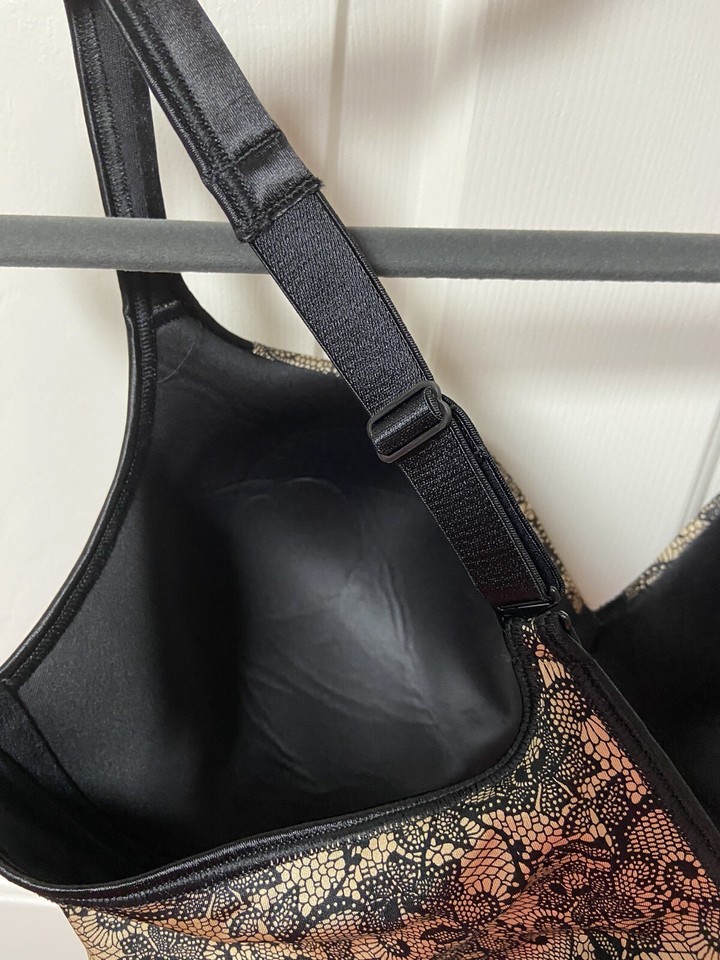 Playtex Seamless Underwire Bra 44C Black Beige Lace Look Padded | eBay