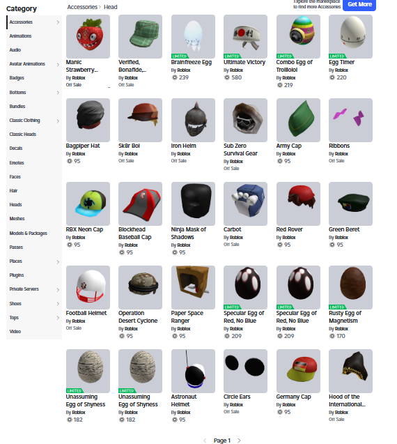 ROBLOX + 25+ OFFSALES + 2010 OG JOIN DATE + RARISH OFFSALES HATS + OBC ...