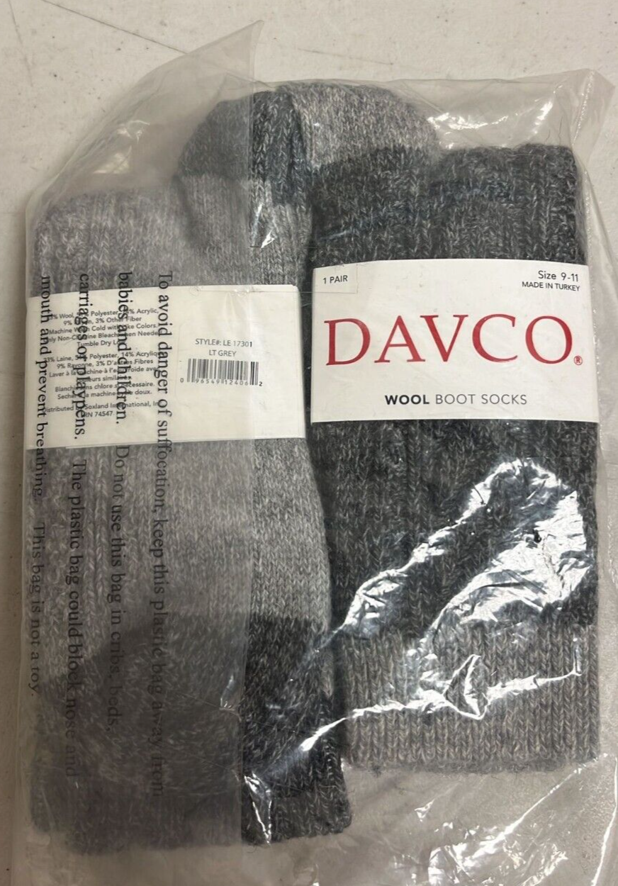 DAVCO WOMENS BOOT SOCK WOOL BLEND 2 PAIR PACK SET LIGHT GREY 9-11 | eBay