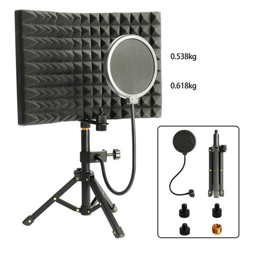 Microphone Isolation Screen with Tripod Stand Adjustable for Recording ...
