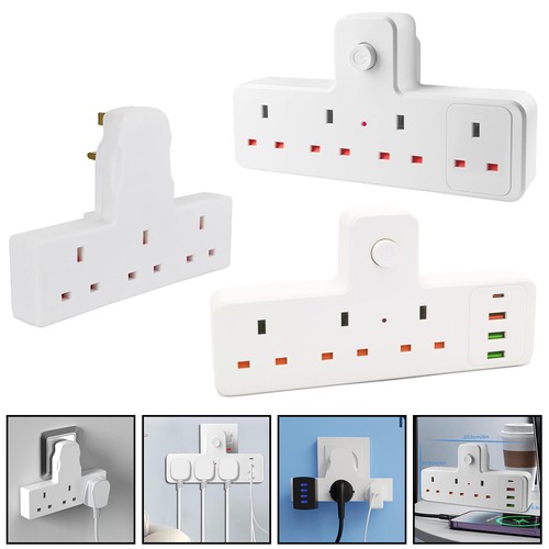 Wall Plug Extension Adapter Multi Socket Plug White UK Plug Power ...