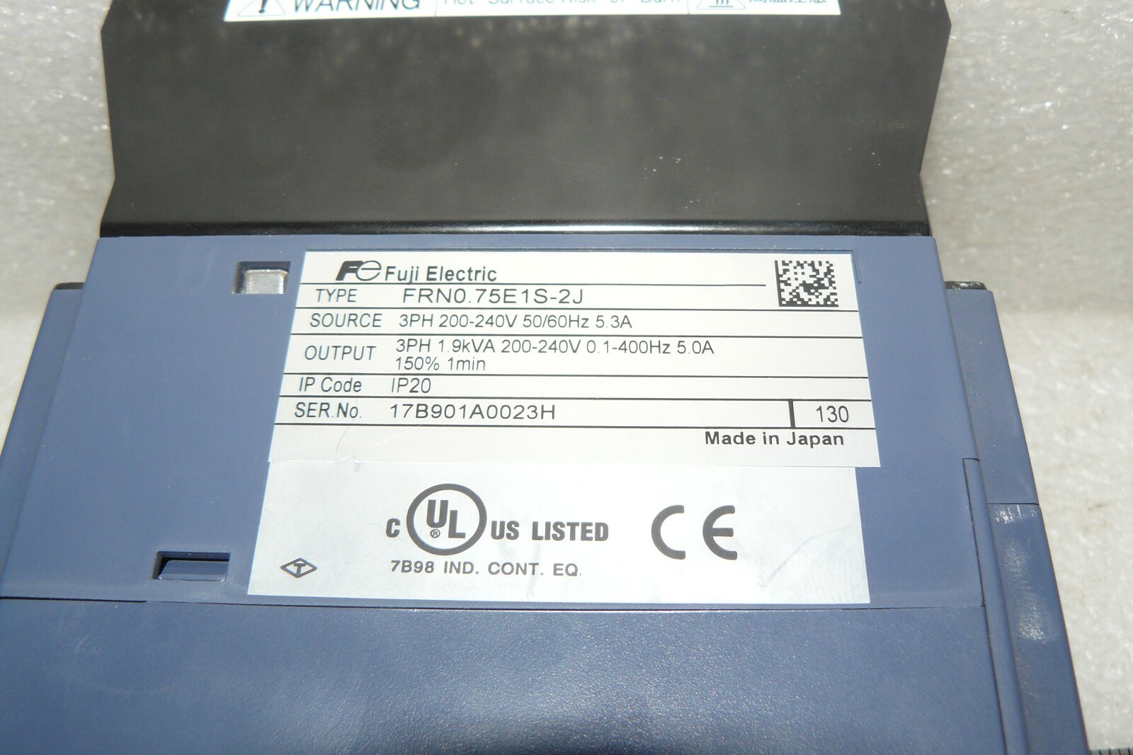 Fuji FRENIC-Multi FRN0.75E1S-2J Compact Inverter 3PH 200-240V 50-60HZ 5 ...