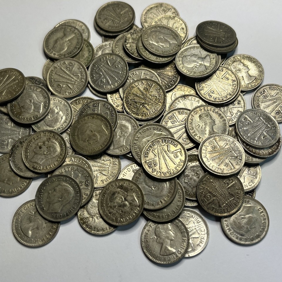 1946-64 Threepence Coin - 50% Post Silver Australian Scrap Bullion Nice ...