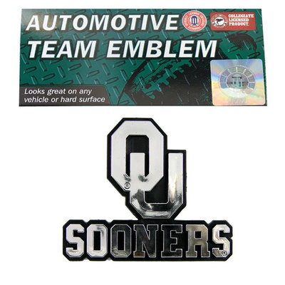 NCAA Oklahoma Sooners Plastic Chrome Emblem Decal Size Aprx. 3 x 2 1/2 ...