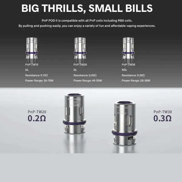 Voopoo PNP TW Series Replacement Coils TW20 0.2Ω TW30 0.3Ω TW15 0.15Ω ...