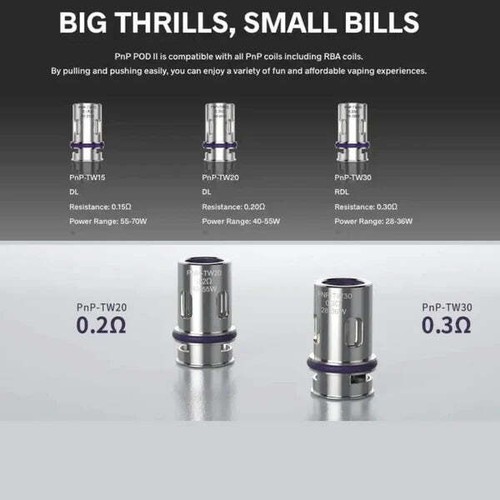 Voopoo PNP TW Series Replacement Coils TW20 0.2Ω TW30 0.3Ω TW15 0.15Ω ...