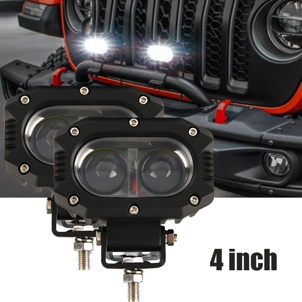 2pcs 4" Inch LED Work Lights Bar Flood Driving Fog Pods DRL Offroad ATV ...
