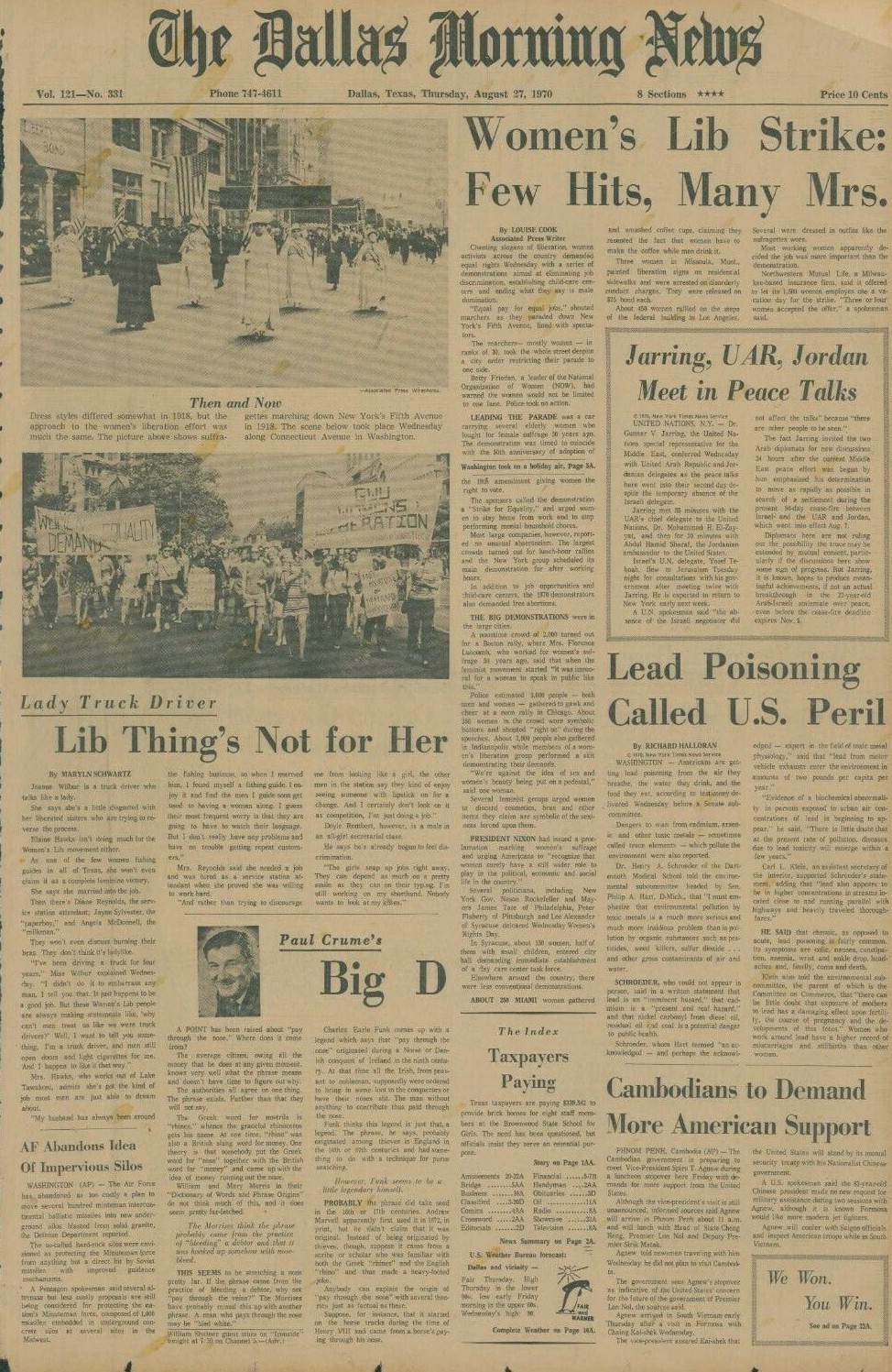 Women's Lib Movement March Includes Original Suffragettes August 27 ...