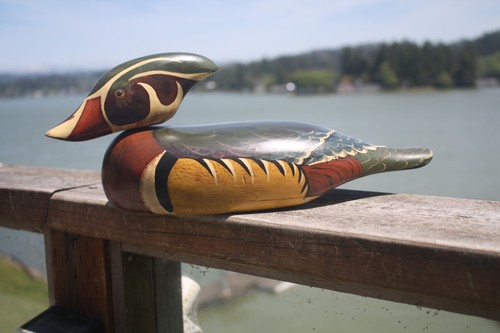 Wood-duck Drake decoy by, John Bundy? Solid wood, OP, glass eyes. | eBay