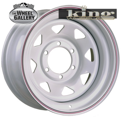 Set of King Terra White 15x7 5/139.7 -13N White - Red & Black Pinstripe ...