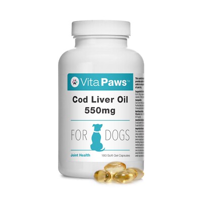 Cod Liver Oil For Dogs | VitaPaws™ | 180 Soft Gel Capsules Omega Fatty ...