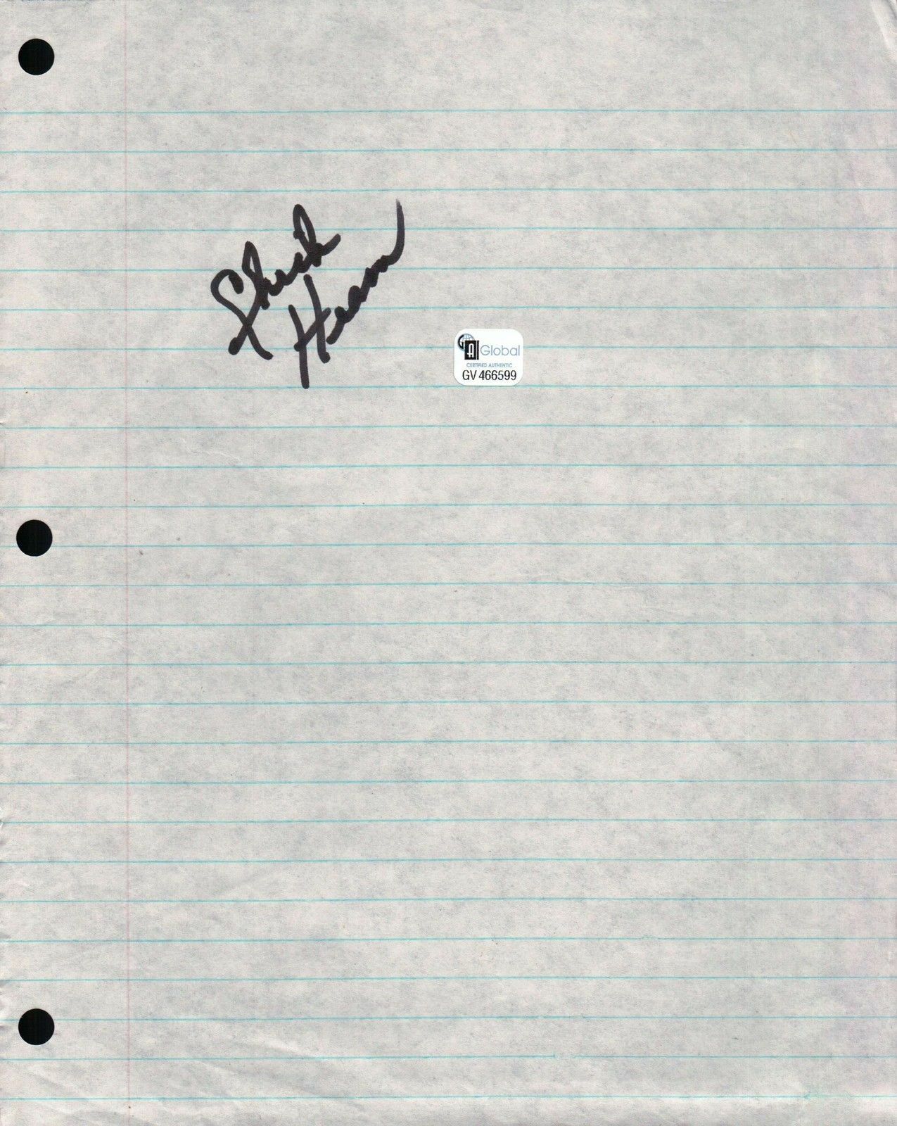 Chick Hearn Hand-Signed Autographed Notebook Paper 8 X 10 GAI Certified ...