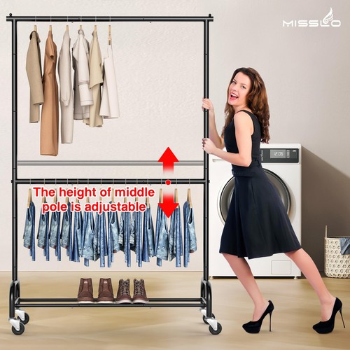 Heavy Duty Clothing Racks for Hanging Clothes Rack Double Rod Garment ...
