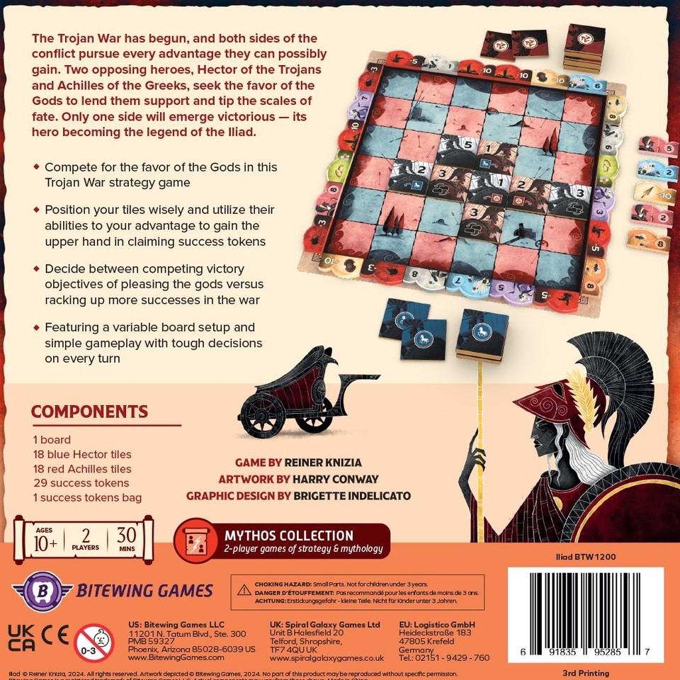 Iliad Board Game Trojan War Bitewing Games Mythos Reiner Knizia Hector ...