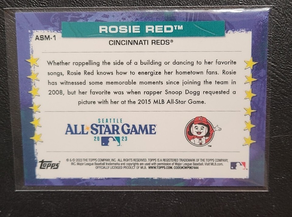 Rosie Red Cincinnati Reds Mascot 2023 Topps All-Star Exclusive Card ...