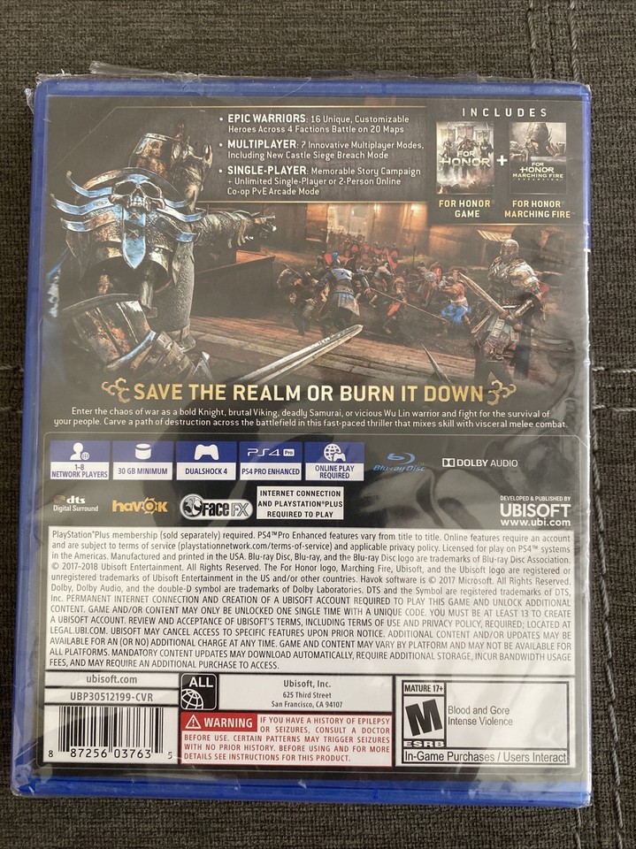 PS4 Game For Honor - Marching Fire Edition - Sony PlayStation 4 New ...
