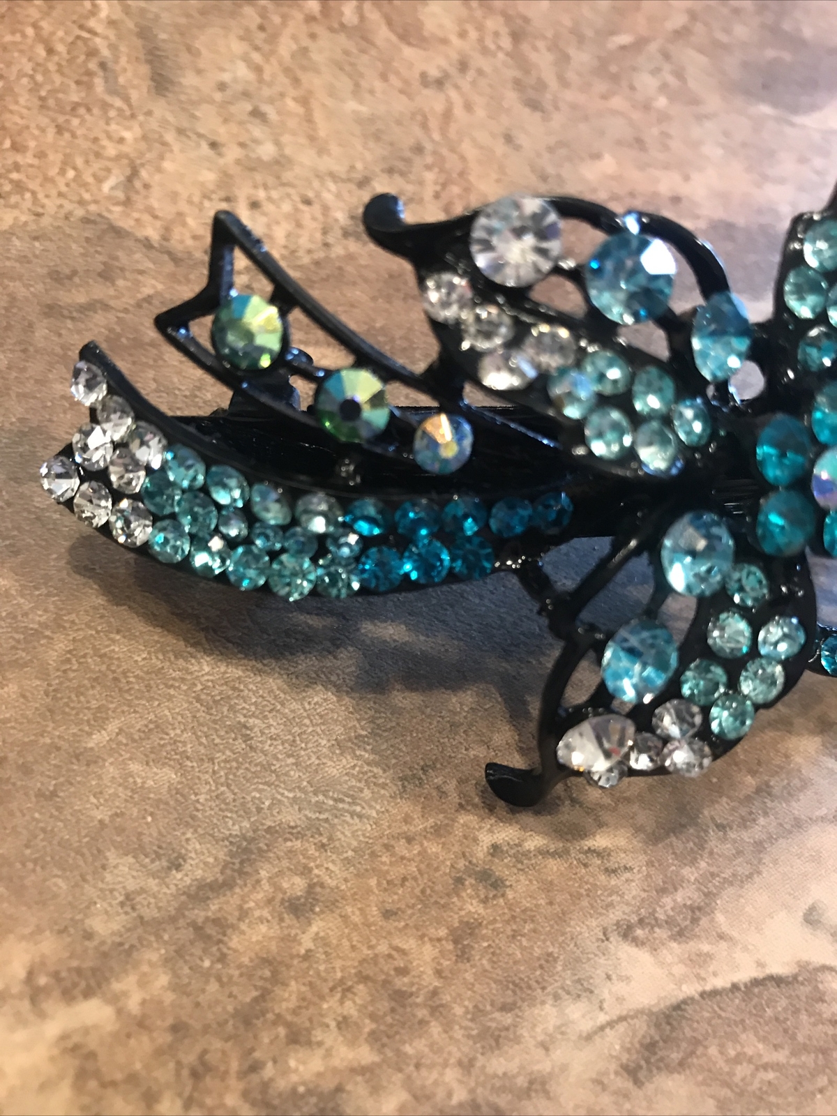Sparkly Hair Barette Shades Of Blue - Gem