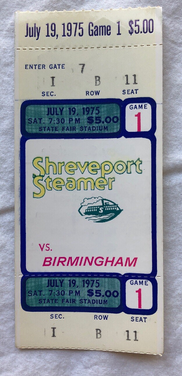 Vintage 1975 Birmingham Vulcans Vs Shreveport Steamer Ticket Stub WFL ...