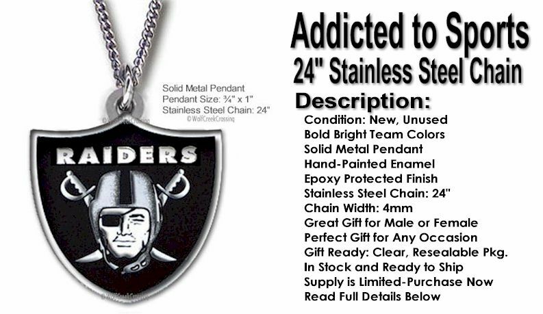 RAIDERS NECKLACE STAINLESS STEEL CHAIN RAIDER NATION NFL FOOTBALL ...