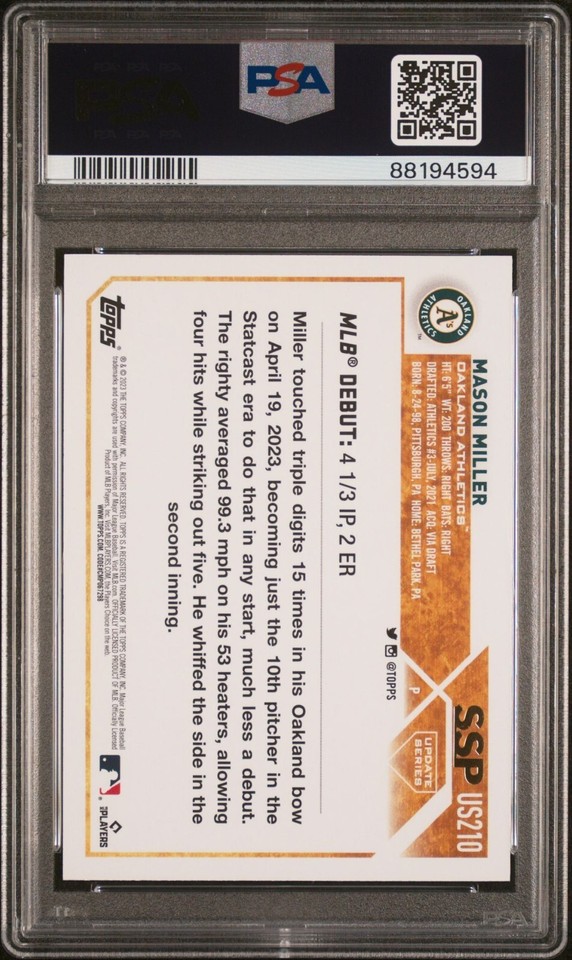 2023 TOPPS UPDATE #US210 MASON MILLER ROOKIE SSP GOLDEN MIRROR ...