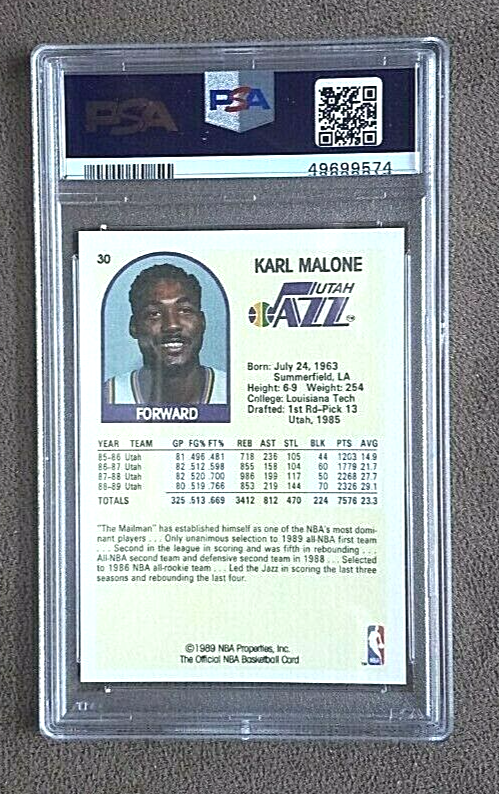 1989-90 NBA Hoops Karl Malone Card #30 ~ PSA Graded 9 Mint | eBay