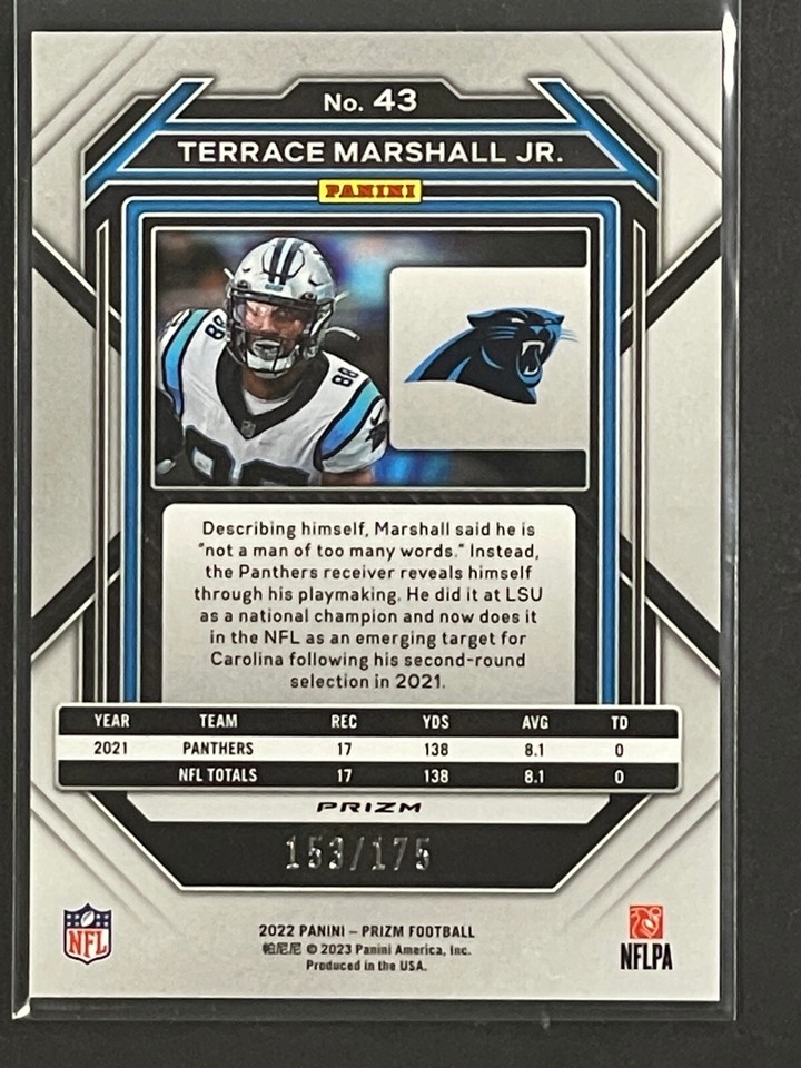 2022 Panini Prizm Terrance Marshall JR. #43 Green Hyper /175 | eBay