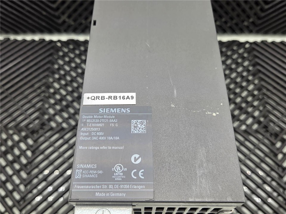 Siemens 6SL3120-2TE21-8AA3 Double Motor Module Servo Drive 18A, 600V ...