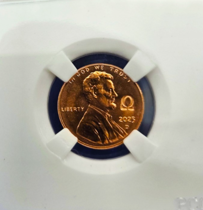 2025 Lincoln Shield D Penny Cent OMEGA Ω Counterstamp with Slab Holder ...