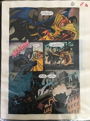 BATMAN Catman 1995 DC original hand painted color guide SOTB p11 Bat vs ...