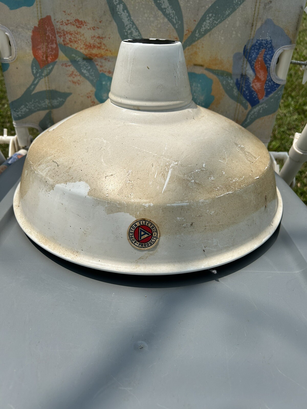 VTG pair Appleton 14"White Porcelain Barn industrial Light fixtures ...