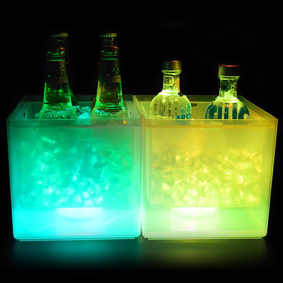 6 Color RGB LED Light Bar Wine Drinks Cooler Container Beer Champagne ...