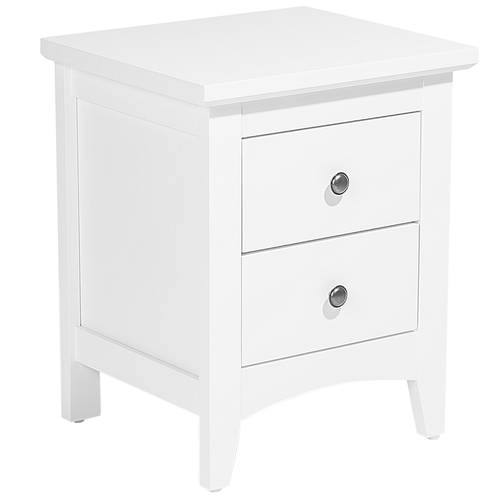 Table de Chevet Classique entièrement Blanche avec 2 Tiroirs fabriqués ...