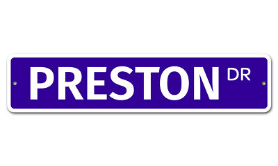 7131 SS Preston 4" x 18" Novelty Street Sign Aluminum | eBay