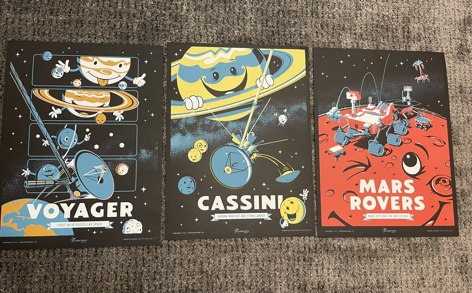 Set of 3 Screen-printed Glow-in-the-dark Space Exploration Posters | eBay